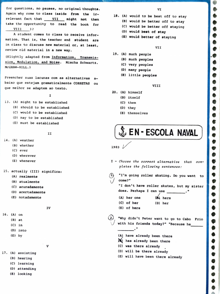 EN 1983 Ingles Resolvida em Parte Apostila Impacto Ocr Gabarito JS ...