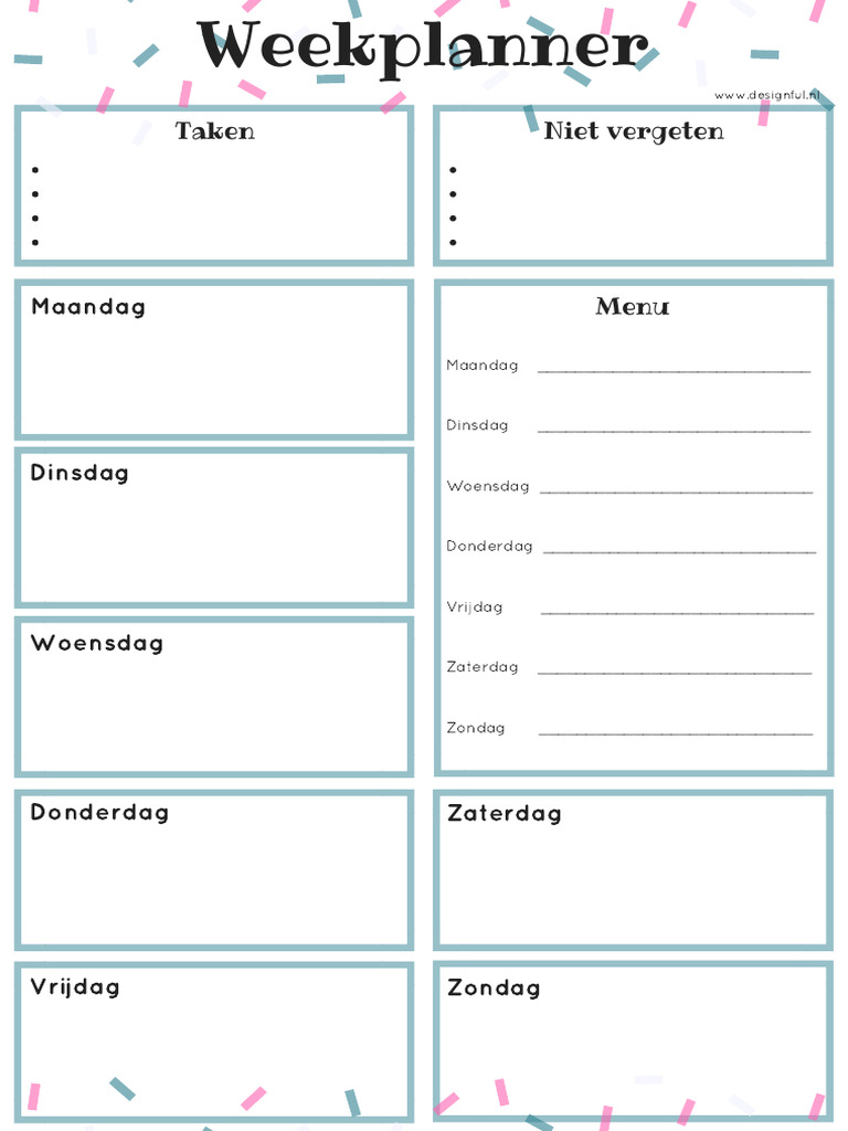 Weekplanner Maa Zon1 | PDF