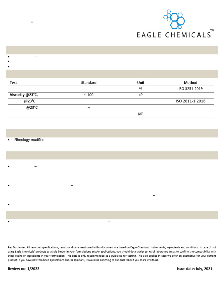 Technical Data Sheet EAGAHASE-HS300 | PDF | Viscosity | Emulsion