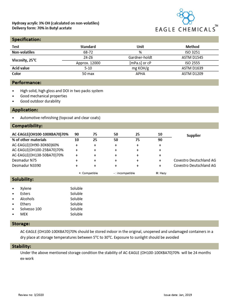 AC-EAGLE(OH100-100XBA70)70% | PDF | Chemistry | Chemical Compounds
