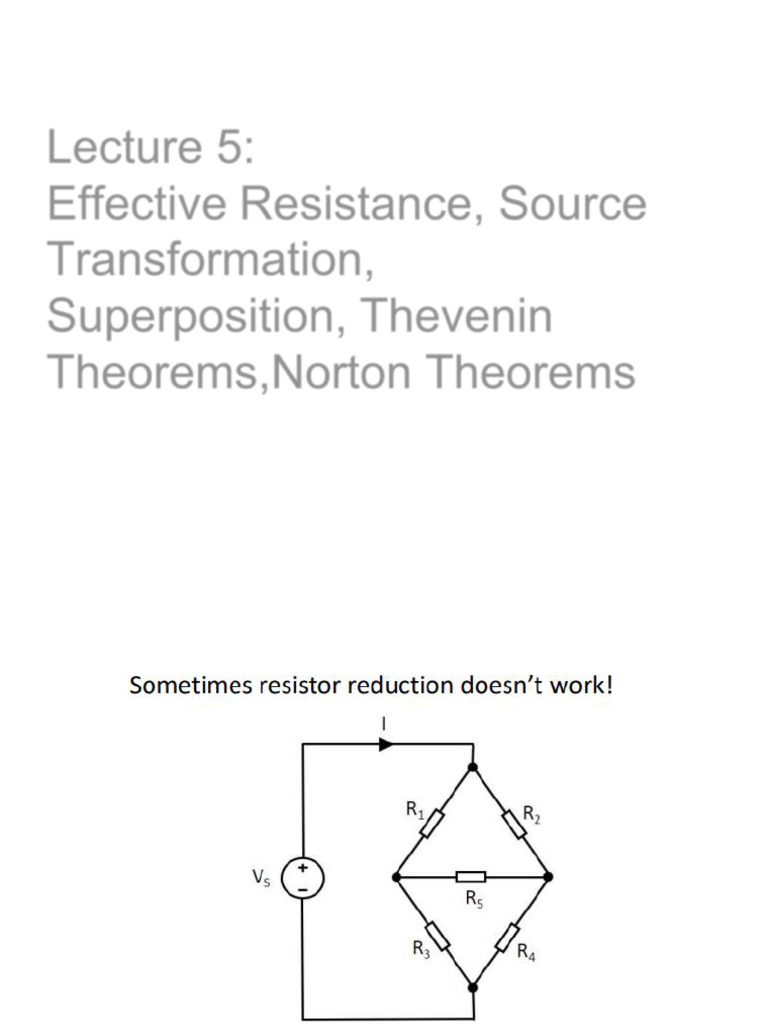 Lecture 5 Effective Resistance ,Source Transformation, Superposition ,Theve | PDF | Electrical ...