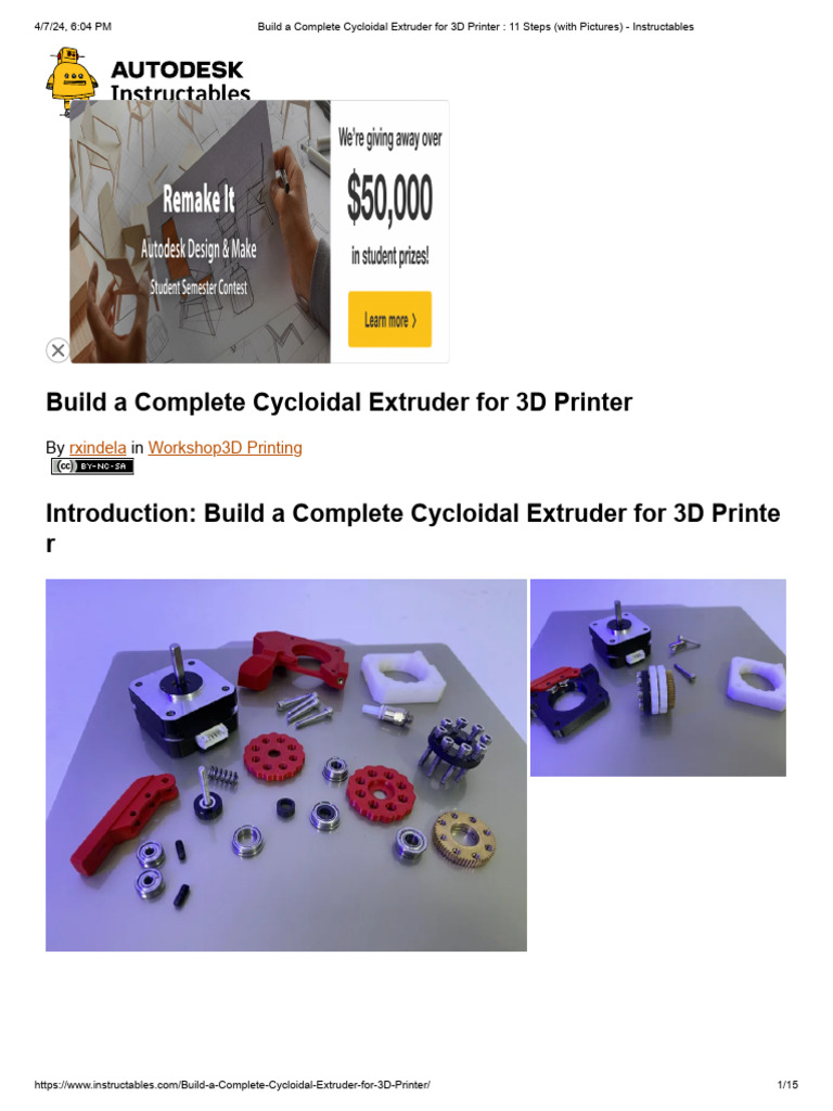 Build A Complete Cycloidal Extruder For 3D Printer - 11 Steps (With ...