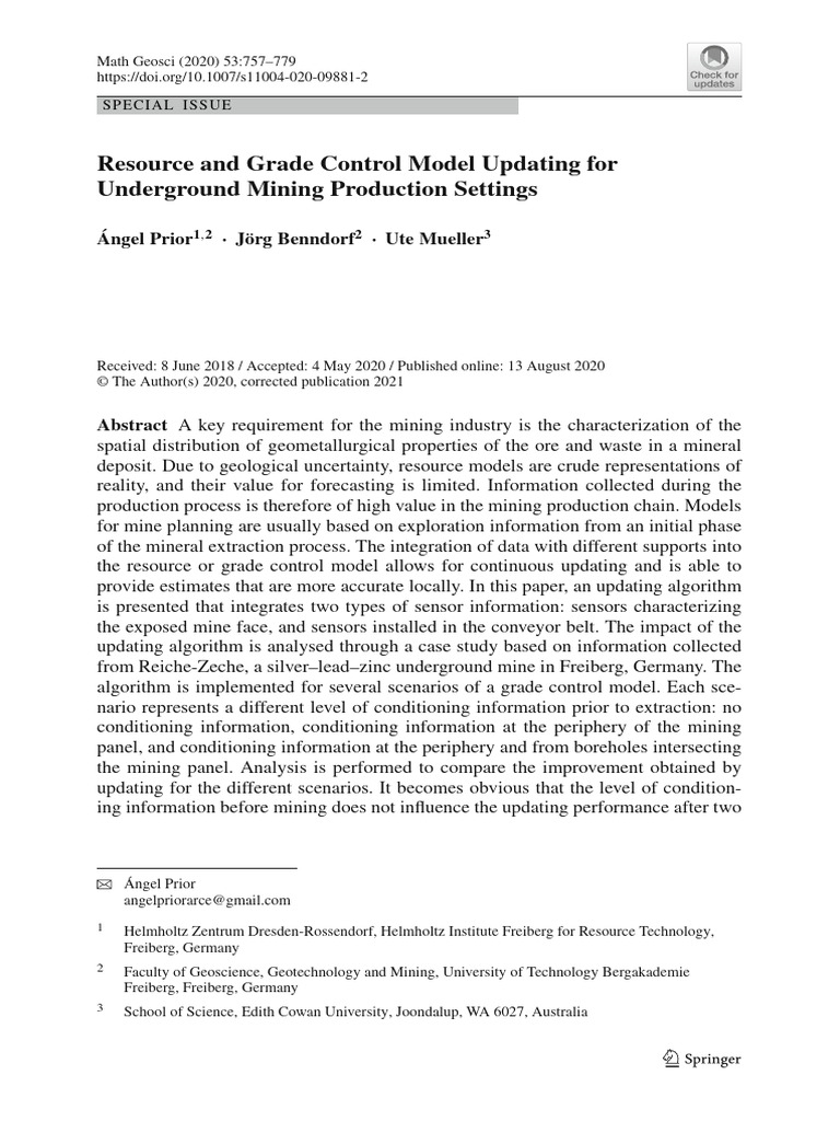 Resource and Grade Control Model Updating for Unde | PDF | Covariance ...