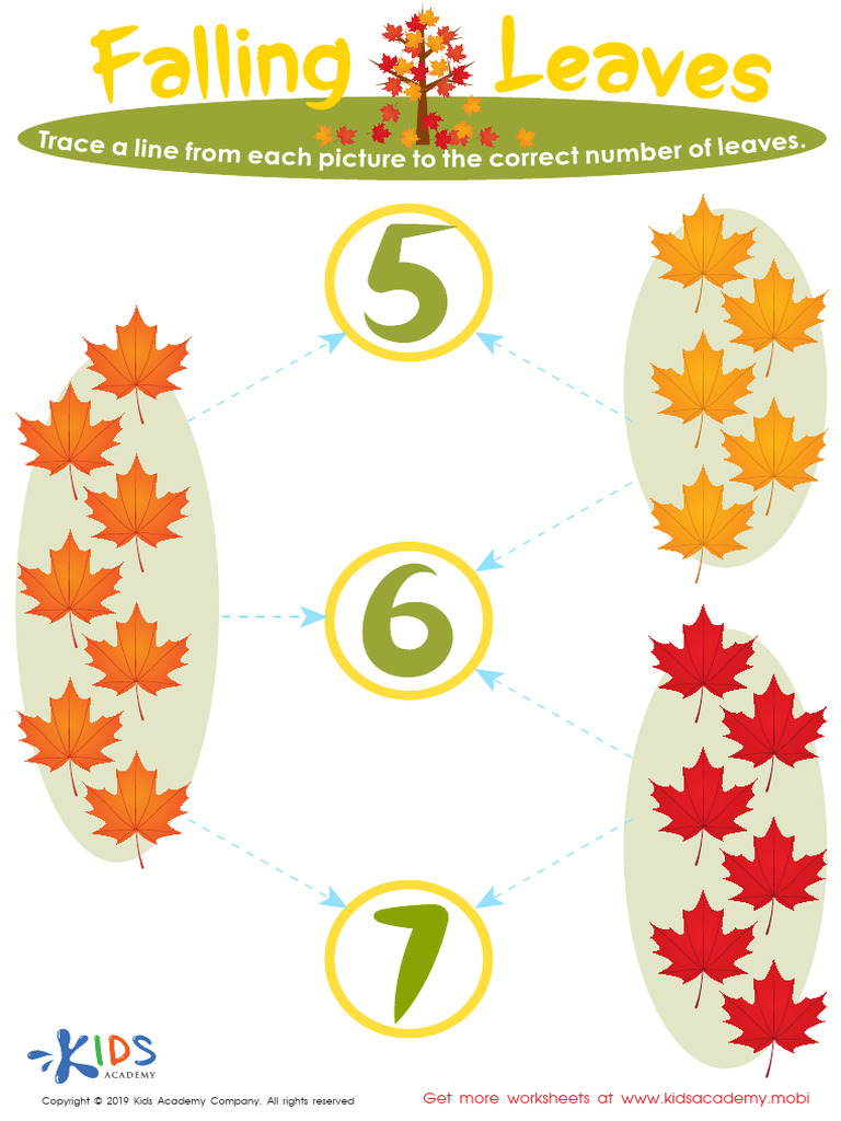 Preschool Falling Leaves Worksheet | PDF