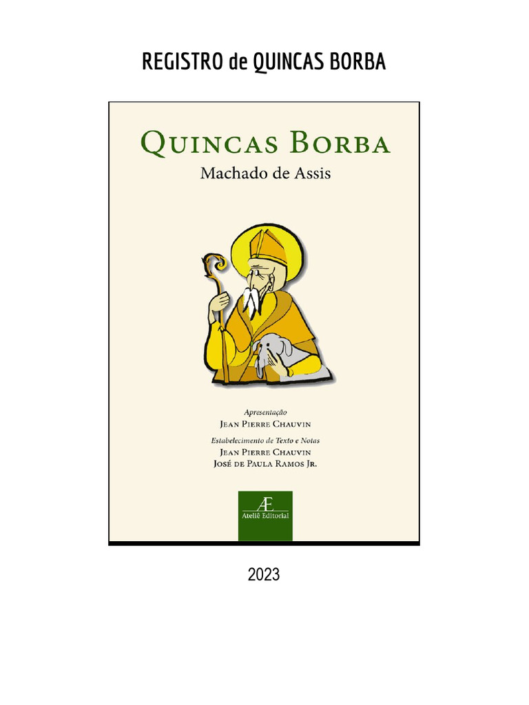 Registro - Quincas Borba - 2023 | PDF | Abolicionismo | Escravidão