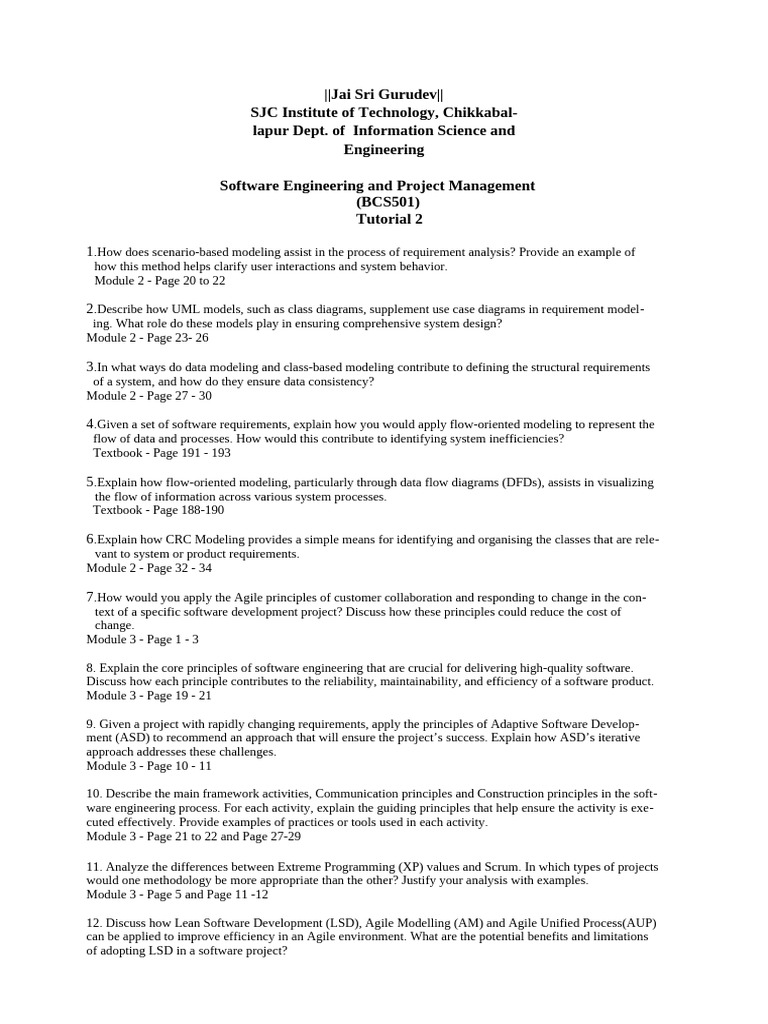 SEPM Tutorial 2 | PDF | Agile Software Development | Software Development Process