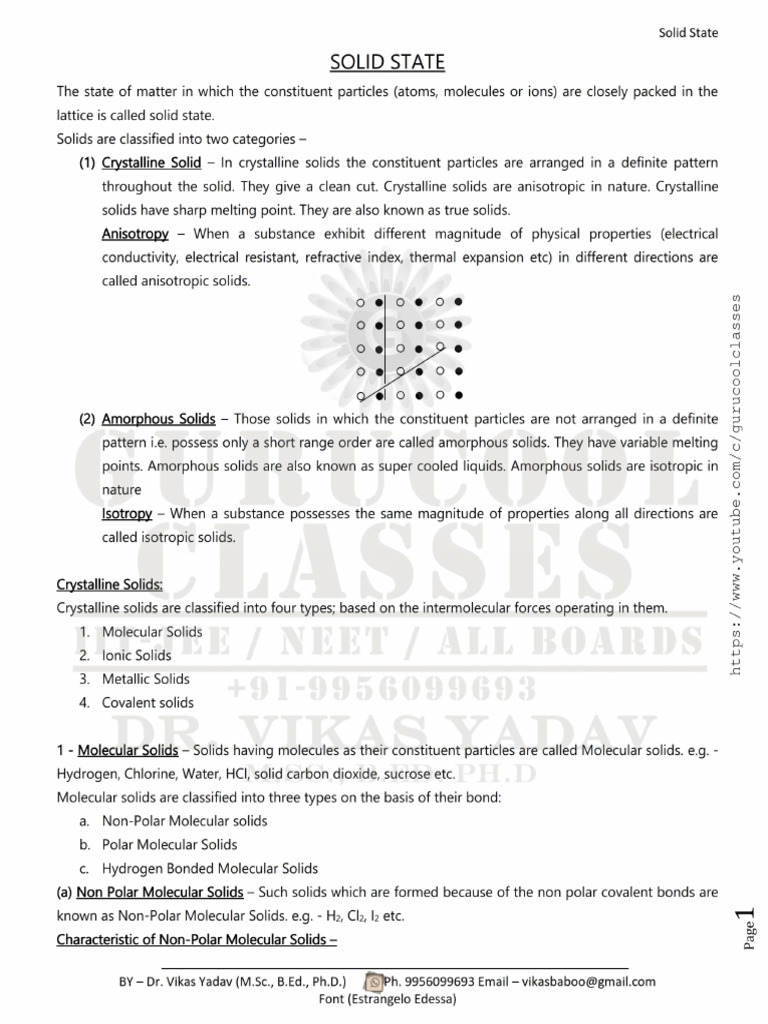 Notes XII - Solid State | PDF