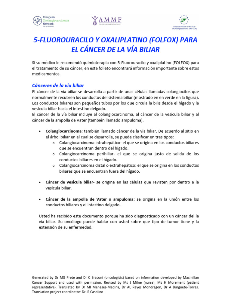 Guía FOLFOX para Cáncer Biliar | PDF | Bilis | Leucocito