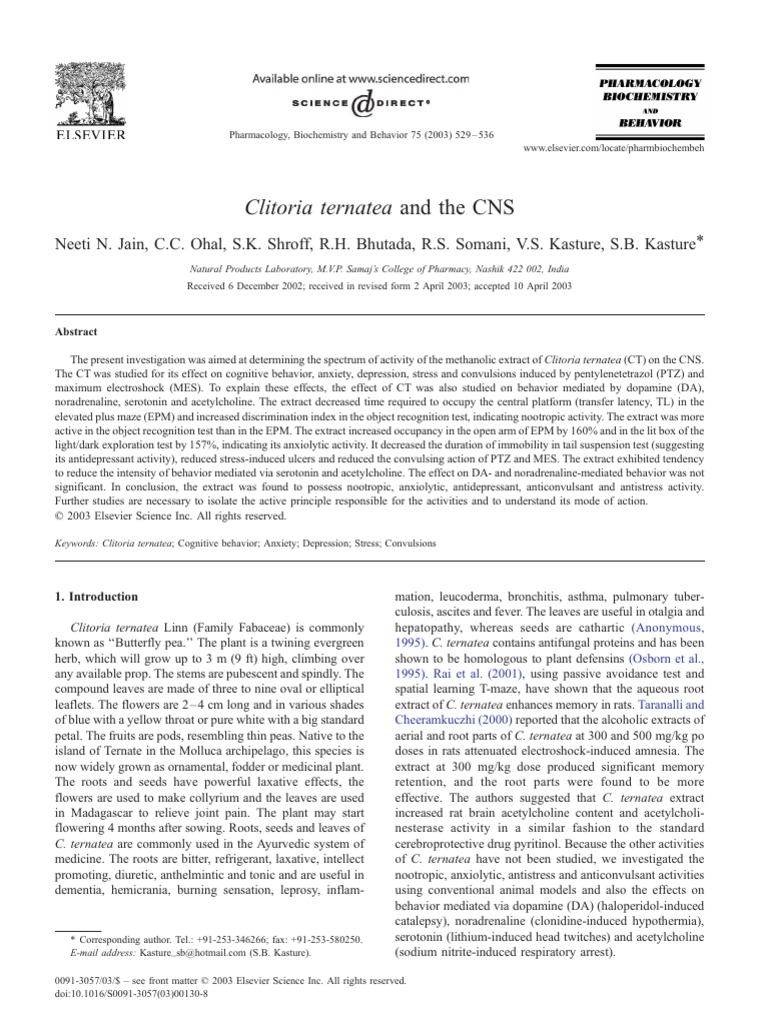 Clitoria Ternatea and The CNS | PDF