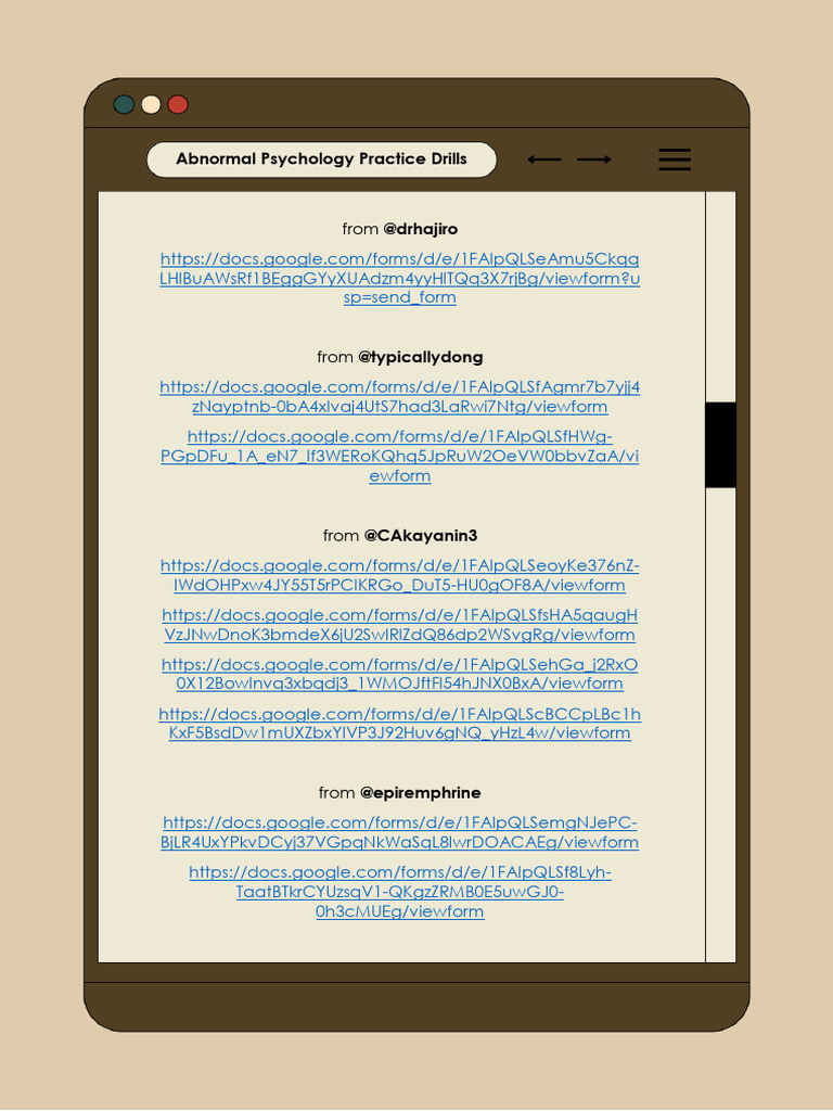Abnormal Psychology Drills Collection | PDF