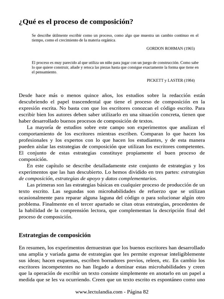Describir El Escribir El Proceso de Composición Daniel Cassany | PDF | Escritores ...