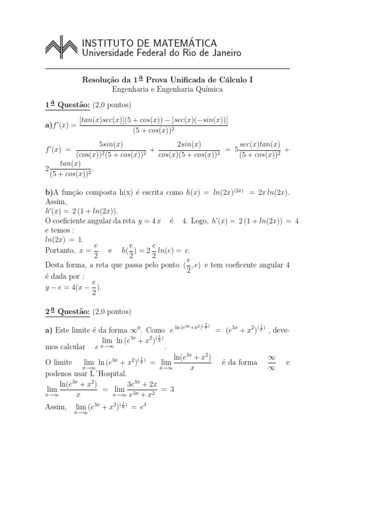Prova p1 Gab Calc1 2009 1 Eng | PDF | Conceitos matemáticos | Analise matemática