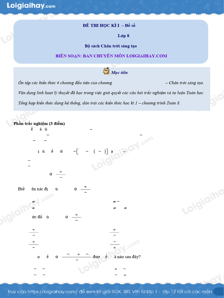 De Kiem Tra Hoc Ki 1 Toan 8 de So 3 Chan Troi Sang Tao 1700733303 | PDF