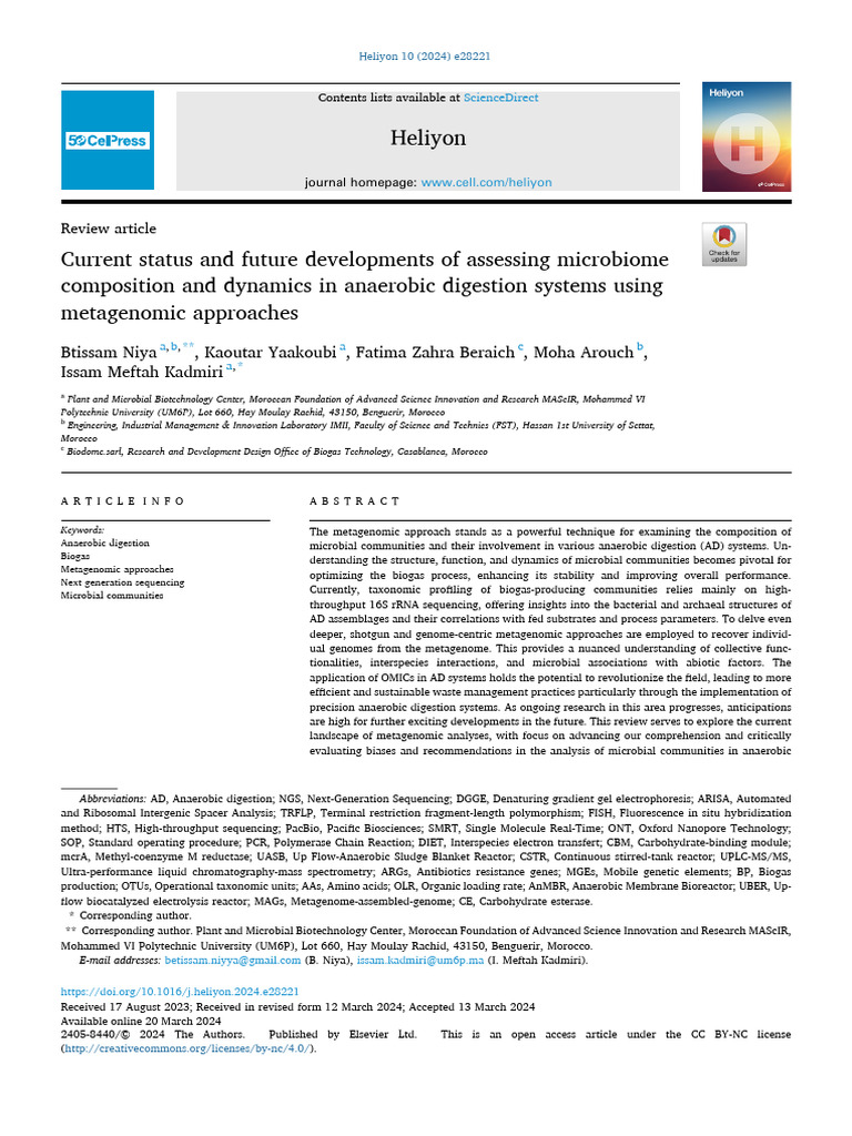 Current status and future developments of assessing microbiome composition and dynamics in ...