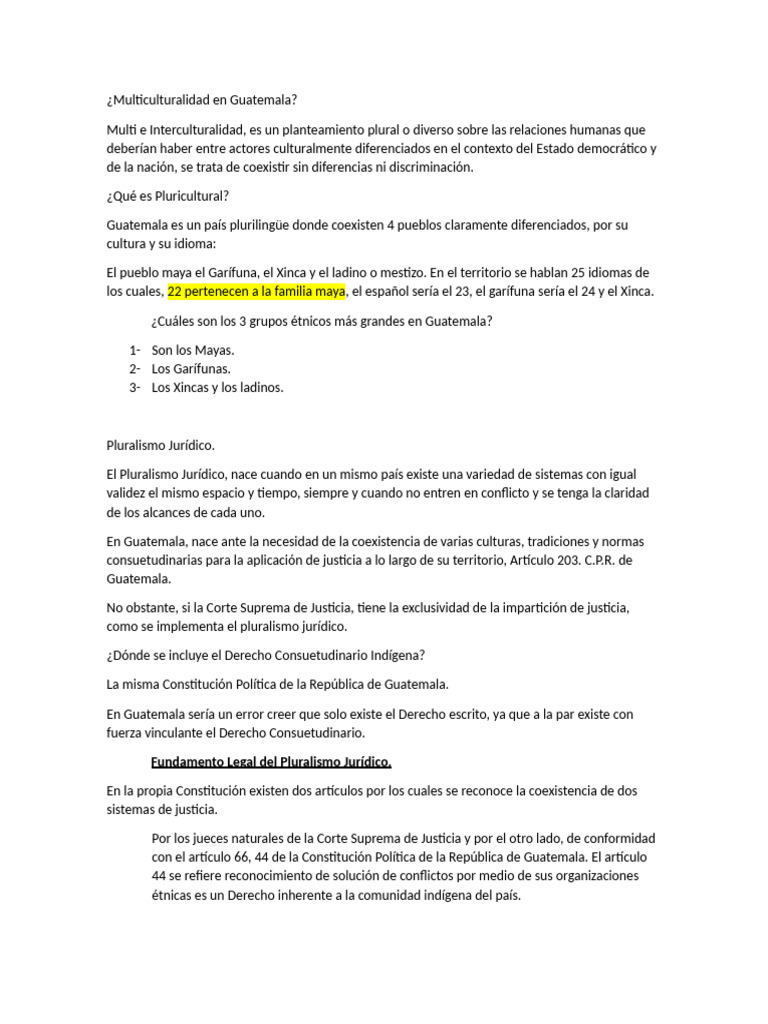 Multiculturalidad en Guatemala | PDF | Multiculturalismo | Guatemala