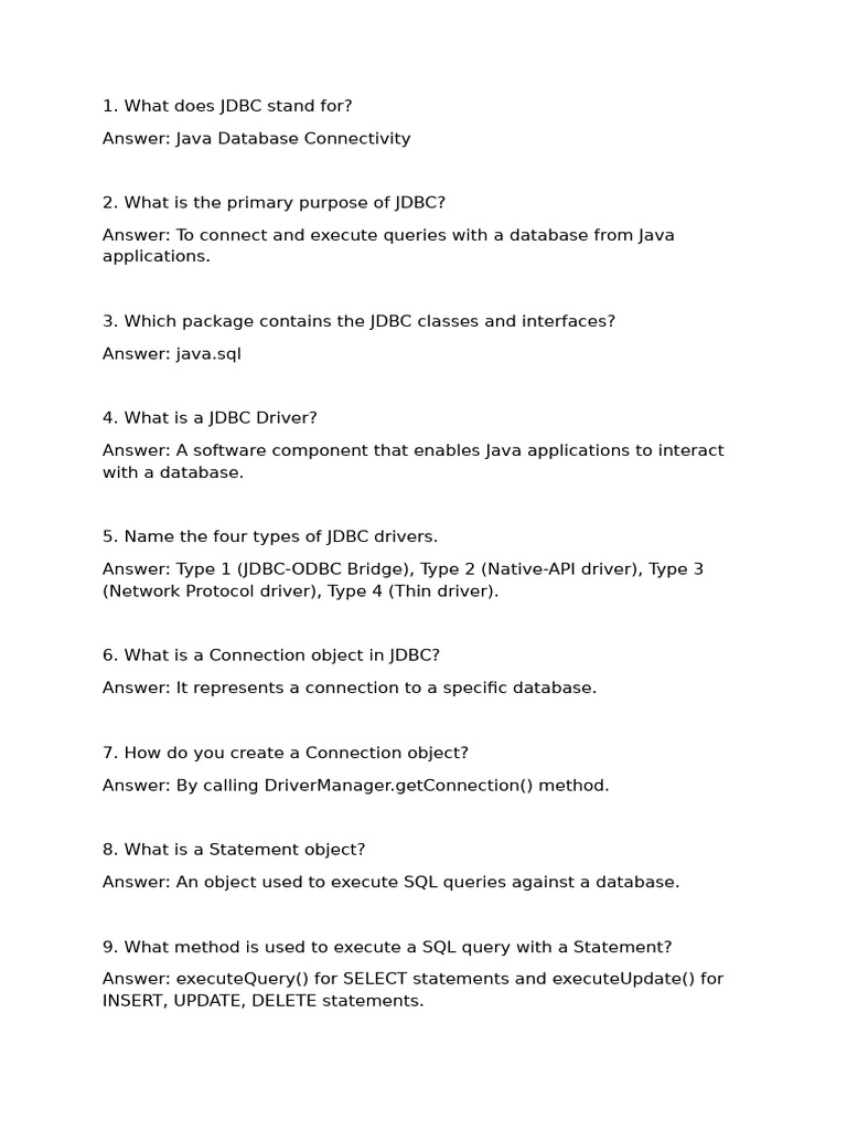 JDBC1 | PDF | Databases | Method (Computer Programming)