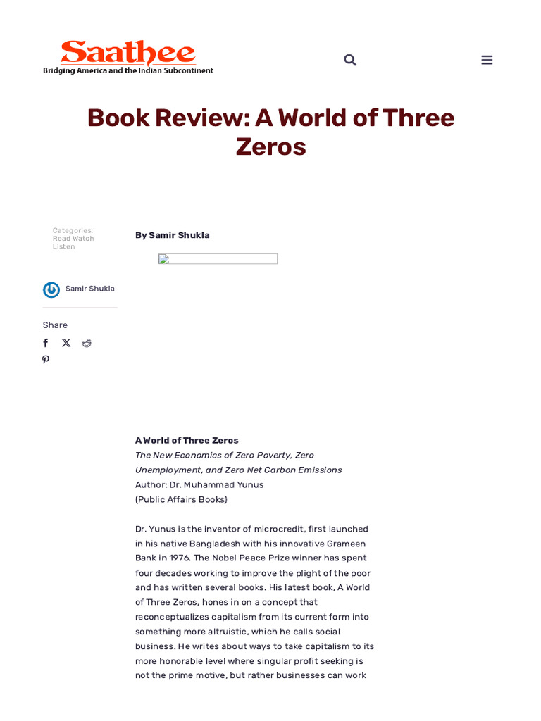 Book Review: A World of Three Zeros | PDF | Poverty | Poverty ...