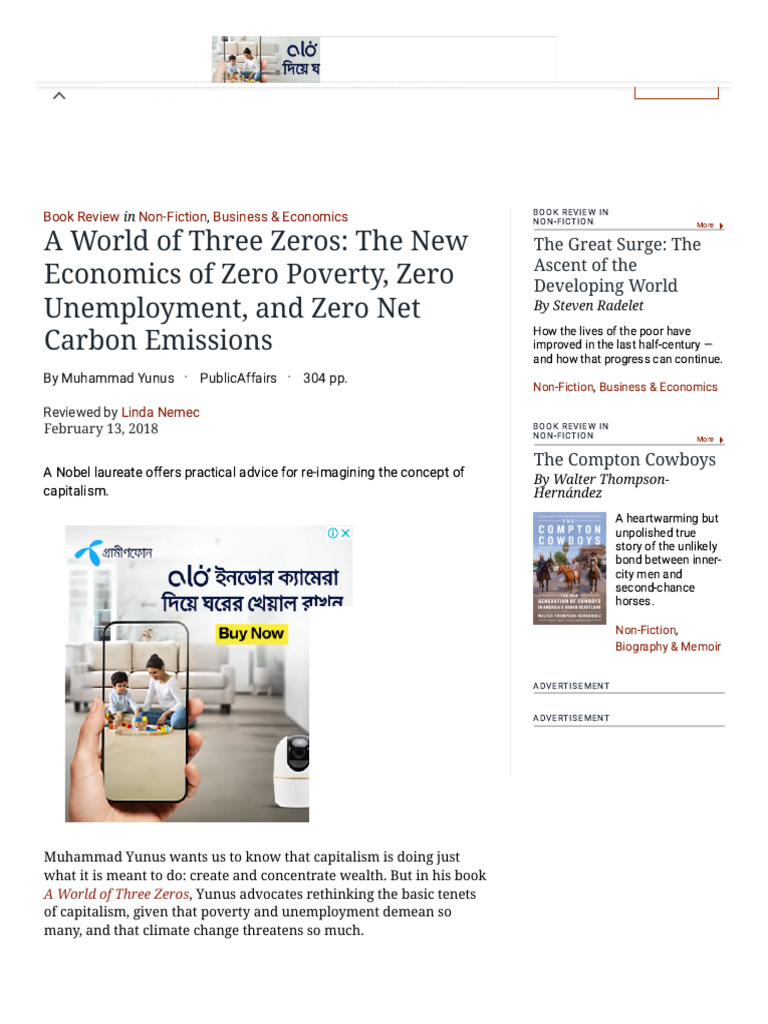A World of Three Zeros - The New Economics of Zero Poverty, Zero Unemployment, and Zero Net ...
