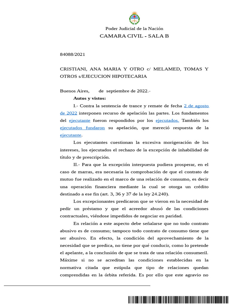 INTERESES - Morigeración - CNCiv Sala B - 8% Todo Concepto | PDF ...