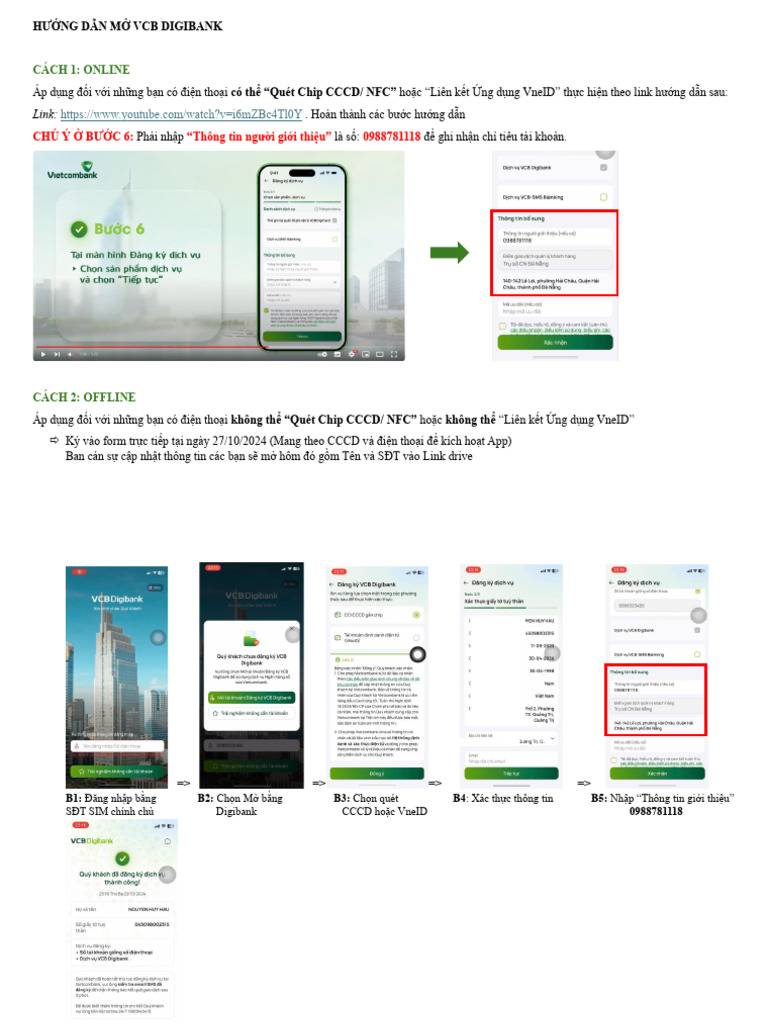 HƯỚNG DẪN MỞ VCB DIGIBANK | PDF