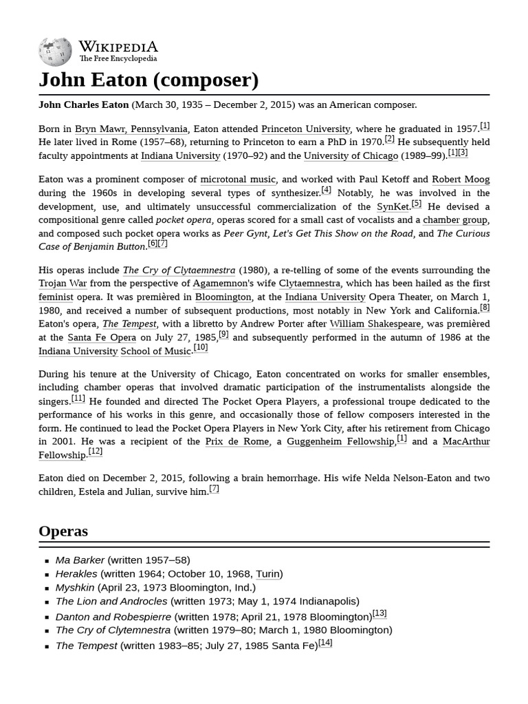 John_Eaton_(composer) | PDF | Classical Music | Opera