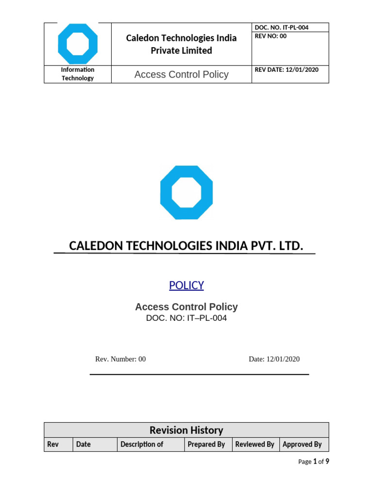 IT-PL-004 Access Control Policy | PDF | Access Control | User (Computing)