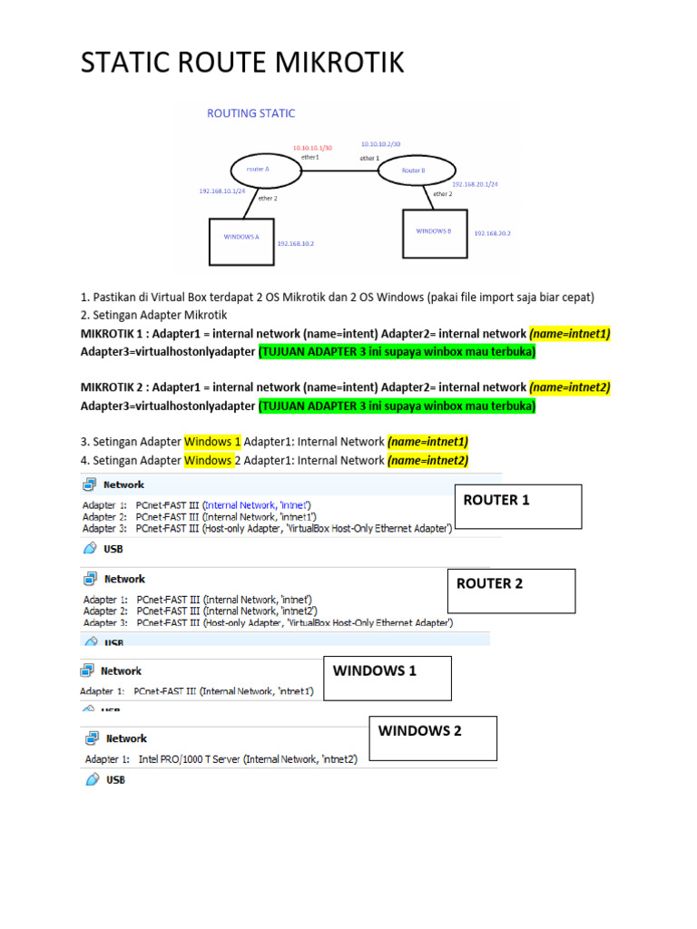 Panduan Static Route Mikrotik | PDF