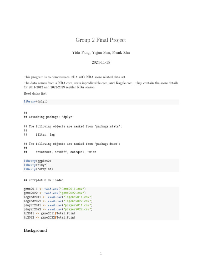 NBA EDA: 2011-2023 Score Analysis | PDF | Matrix (Mathematics ...