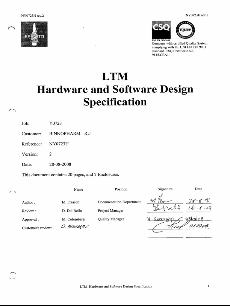 LTM Hardware and Software Design Specification | PDF
