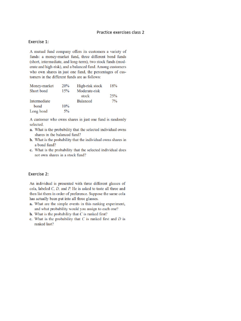 Practice Exercises Class 2 | PDF