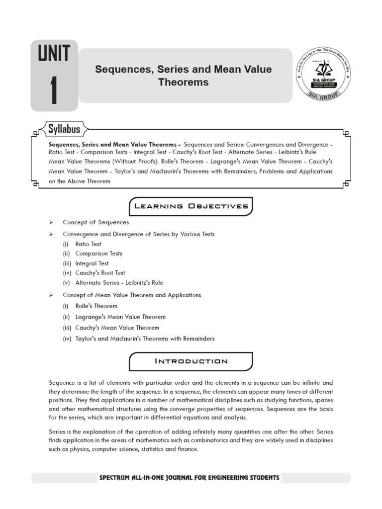 M1 Unit-1 All in One | PDF | Sequence | Limit (Mathematics)