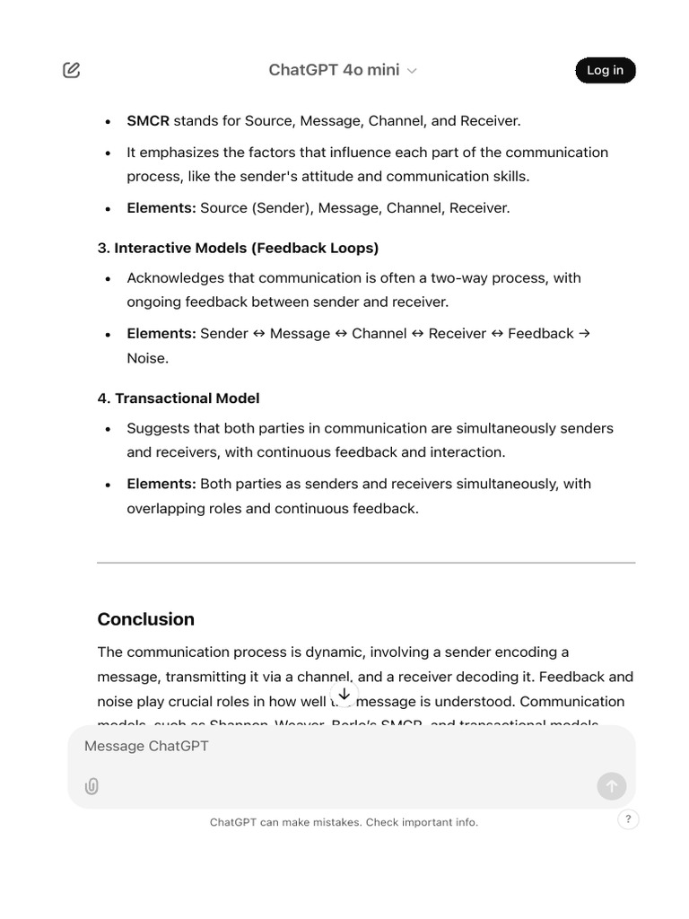 Berlo'S SMCR Model: Chatgpt 4O Mini | PDF