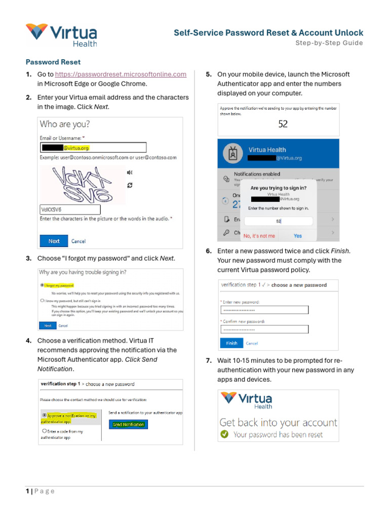 Virtua IT Password Reset Guide | PDF