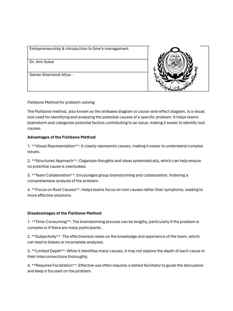 Fishbone Method for Problem-Solving Guide | PDF