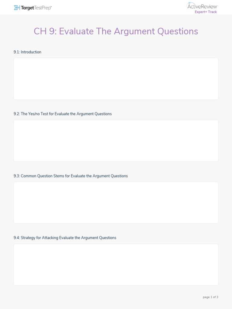 CH 9 Evaluate The Argument Questions Expert+ Track | PDF