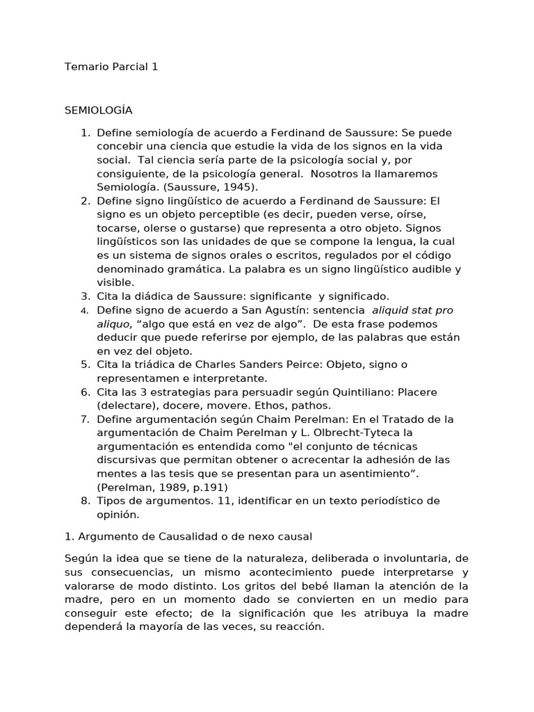 temario parcial 1 semiología | PDF | Analogía | Semiótica