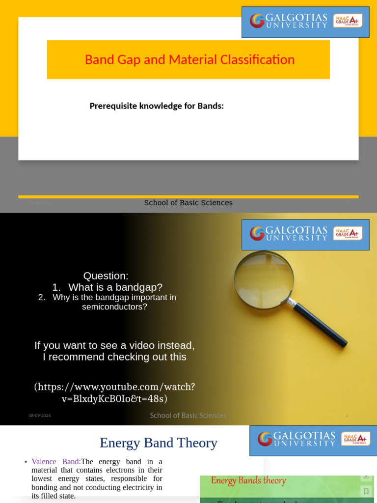 2_Band Gap and Material Classification Ad | PDF | Band Gap | Semiconductors