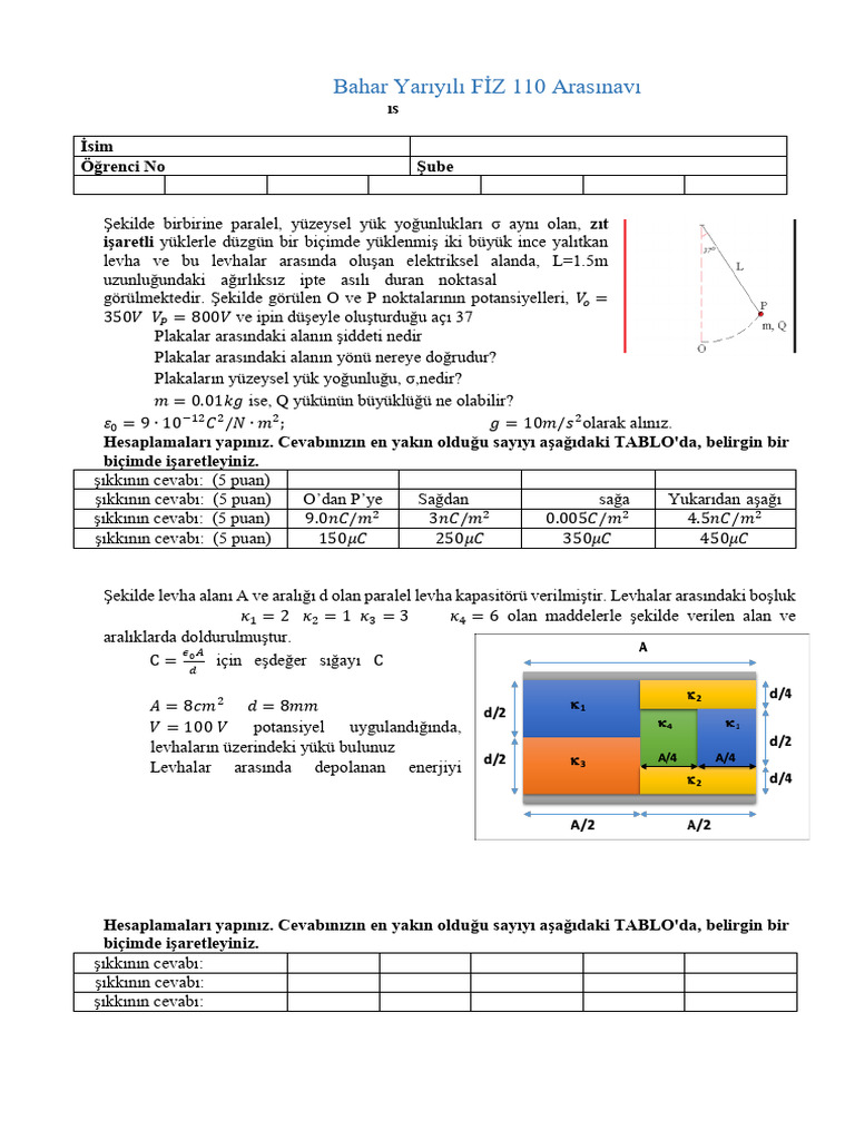 Fiz1110 1920 Vize | PDF