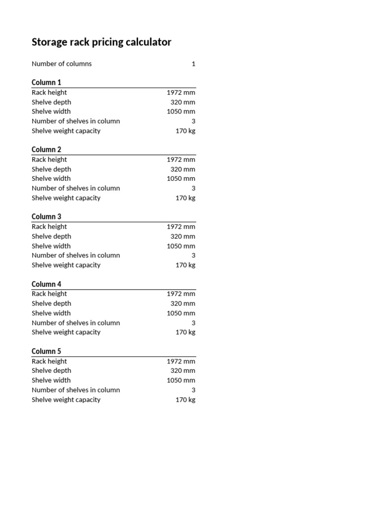 Rack Price excel sheet | PDF | Parameter (Computer Programming) | Computing