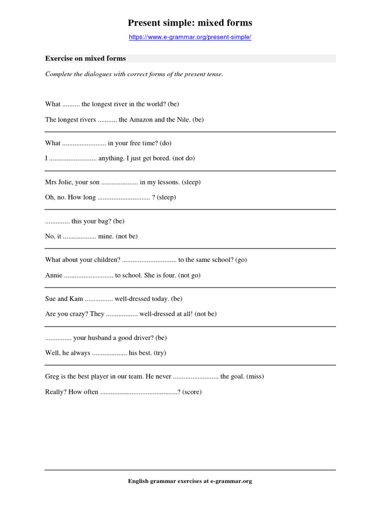 present-simple-mixed-forms | PDF