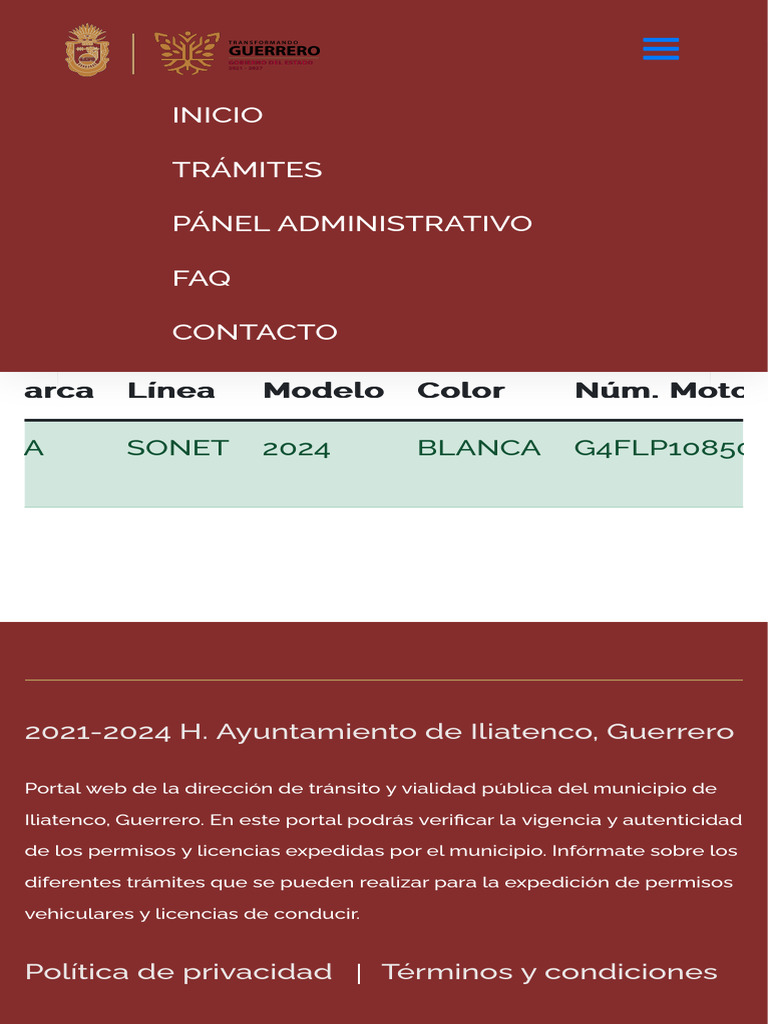 Dirección de Tránsito de Iliatenco, Guerrero Portal Oficial | PDF
