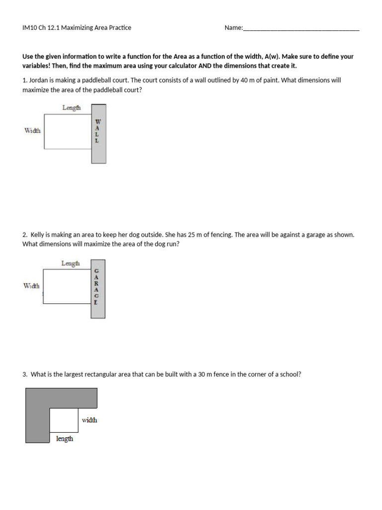 Maximizing Area Practice | PDF