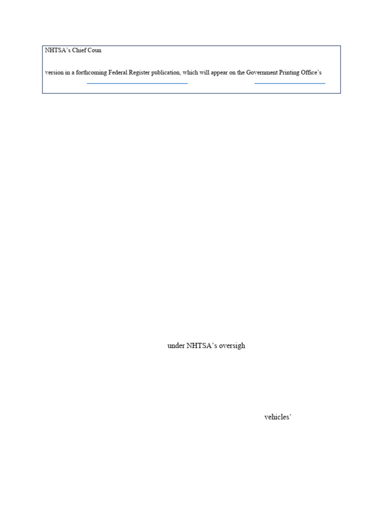 NHTSA Automated Driving Voluntary National Reporting Framework NPRM Av ...