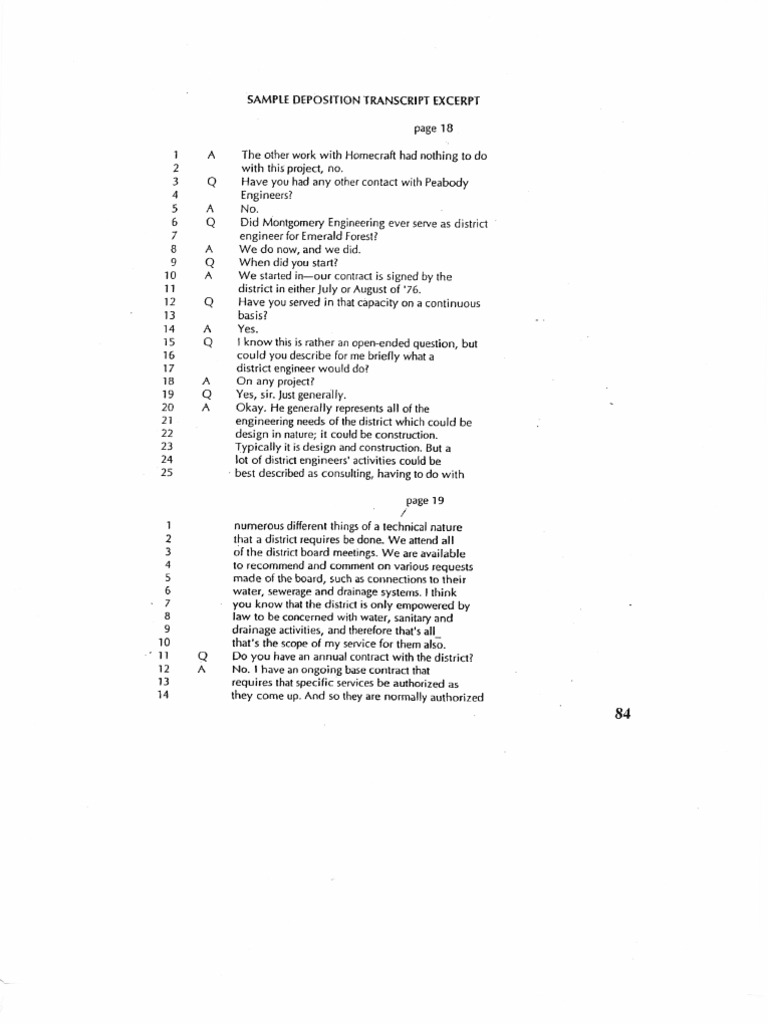Sample Deposition Transcript | Government | Politics