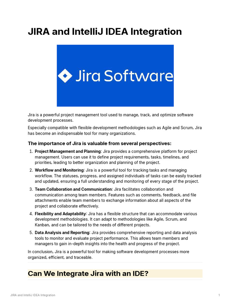 JIRA and IntelliJ IDEA Integrationss | PDF | Agile Software Development | Scrum (Software ...