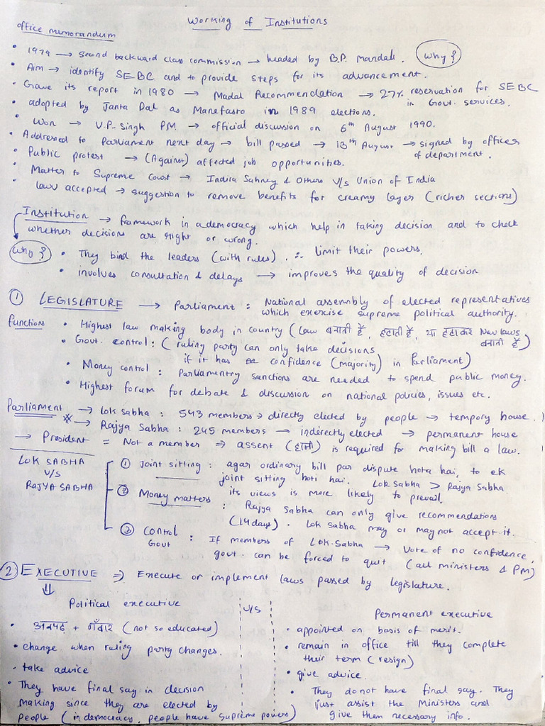 Civics - Working of Institutions | PDF | Government | Government Of India