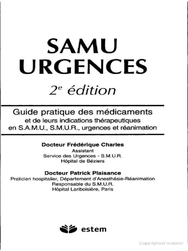 SAMU Urgences Guide Pratique des Médicaments 2000 | PDF