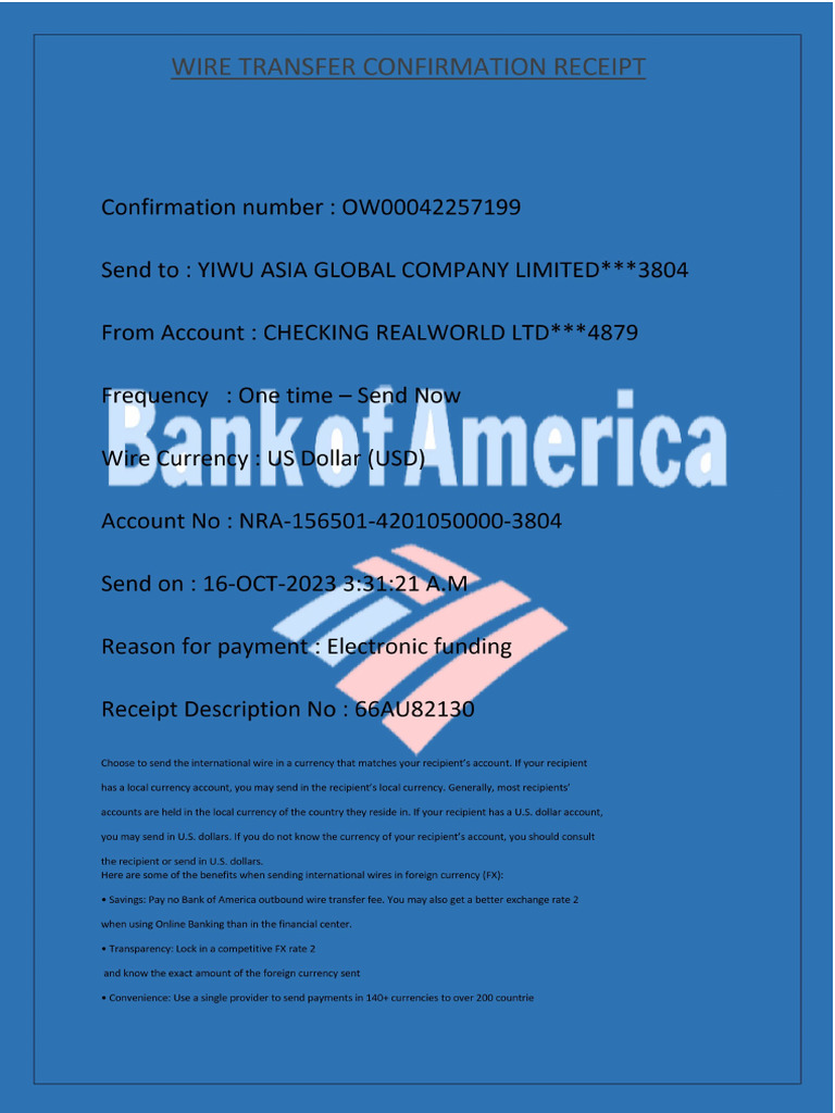 Confirmation number | PDF