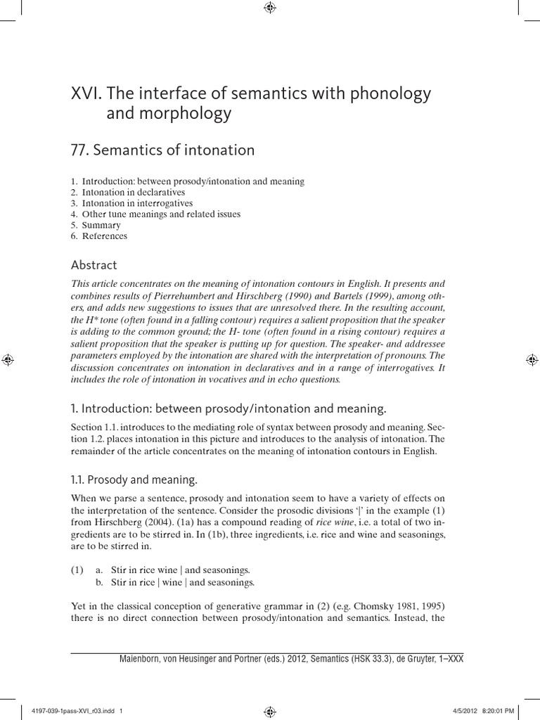 The Interface of Semantics With Phonology and Morphology | PDF | Question | Syntax