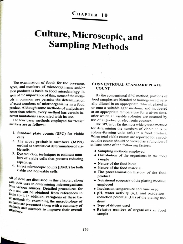 Food Micro..... Culture, Microscopic and Sampling Methods | PDF ...